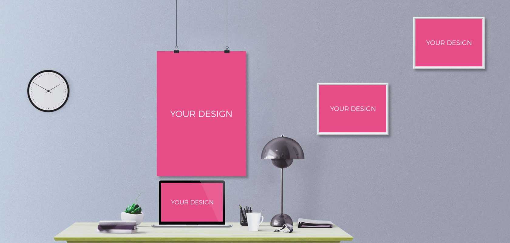 Posters with Laptop Mockup