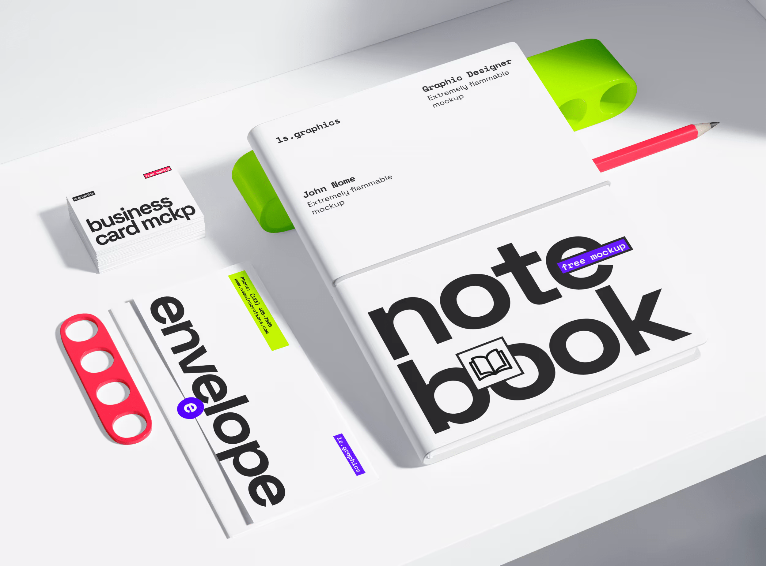 Notebook Envelope Business Card Mockup Set